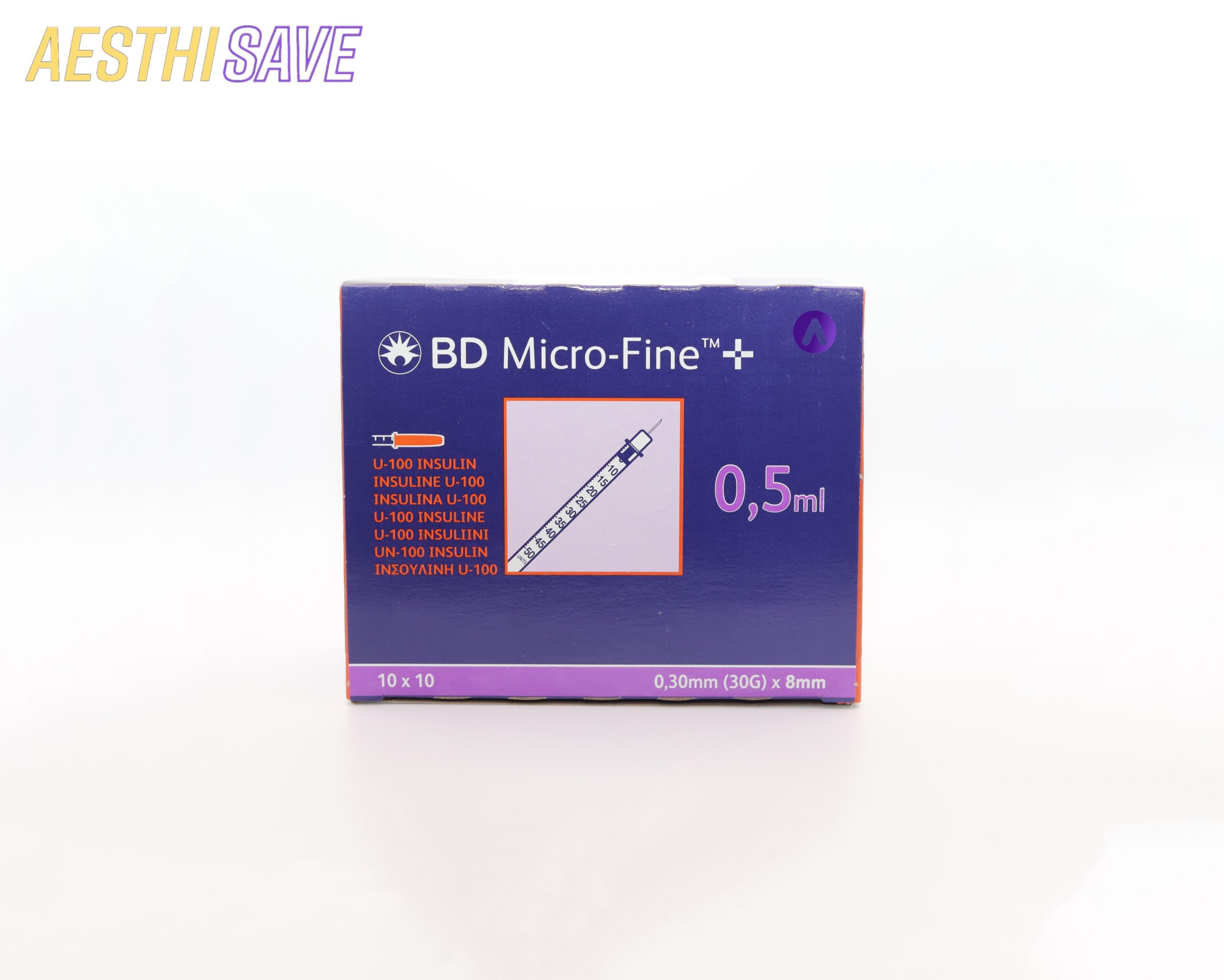 BD Micro Fine Plus Syringes - 0.5ml, U100, 30G x 8mm Insulin Needle ...